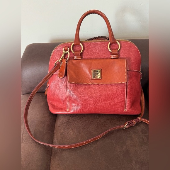 Dooney & Bourke | Bags | Dooney Bourke Red Satchel With Gold Hardware ...